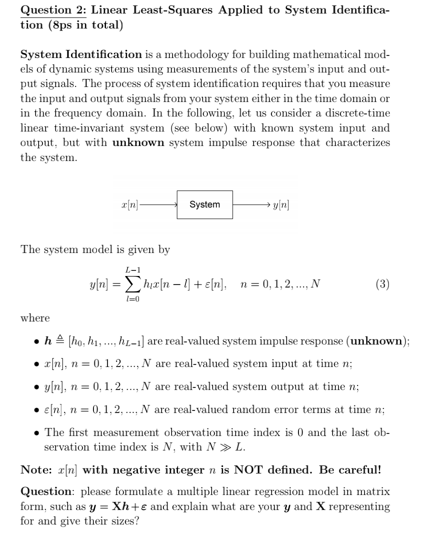 Solved Question 2: Linear Least-Squares Applied to System | Chegg.com