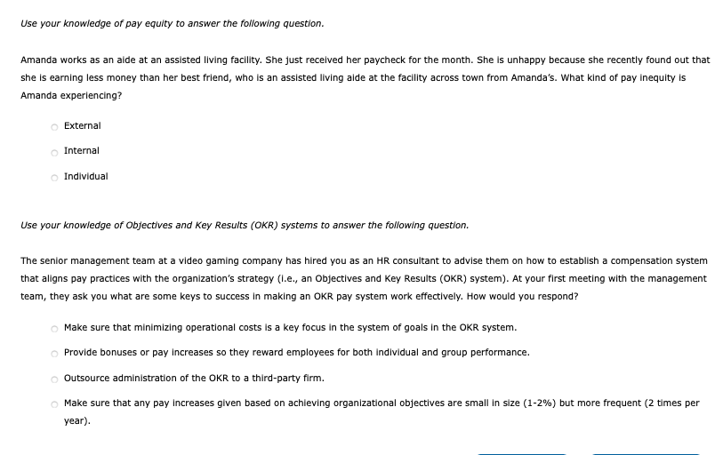 Solved Use your knowledge of pay equity to answer the | Chegg.com