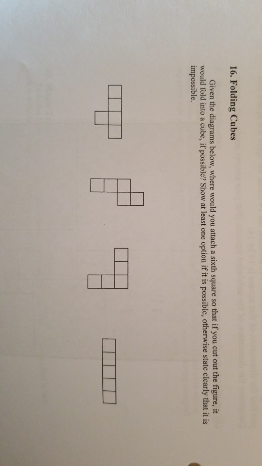 Solved 16. Folding Cubes Given the diagrams below, where | Chegg.com