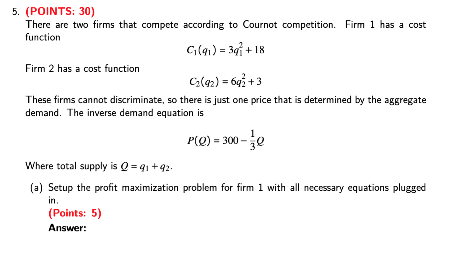 Solved (b) Solve firm 1's profit maximization problem for | Chegg.com