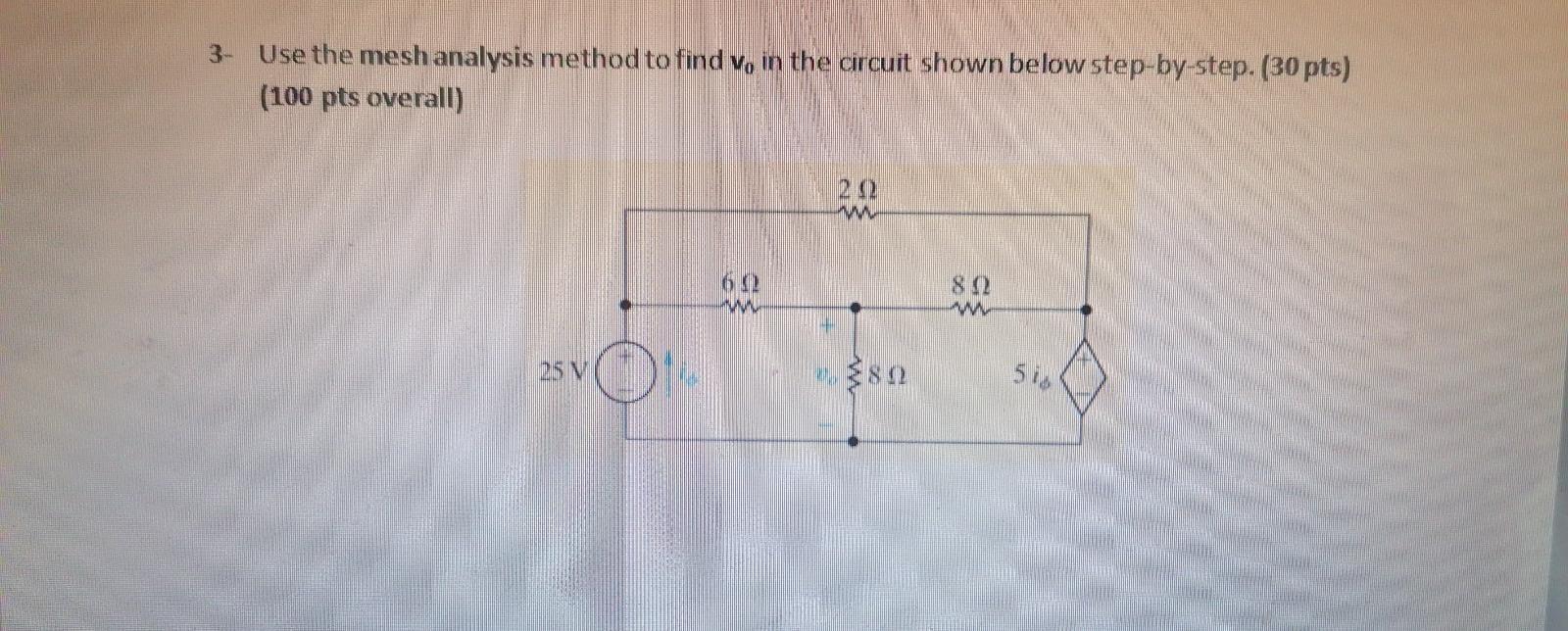 Solved Use the mesh analysis method to find v0 in the | Chegg.com