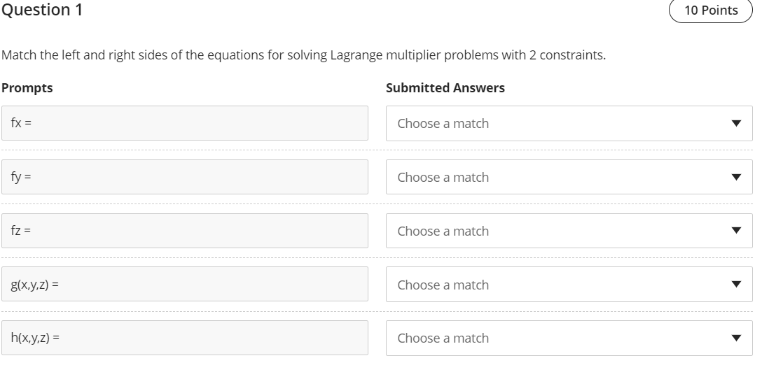 Solved Question 1 10 Points Match the left and right sides | Chegg.com