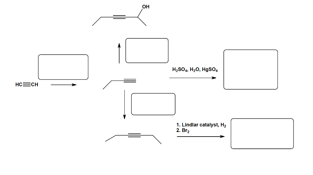 Solved OH H2SO4, H2O, HgSO4 HCECH 1. Lindlar catalyst, H2 2. | Chegg.com