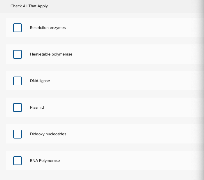 Solved Check All That Apply Restriction enzymes Heat-stable | Chegg.com