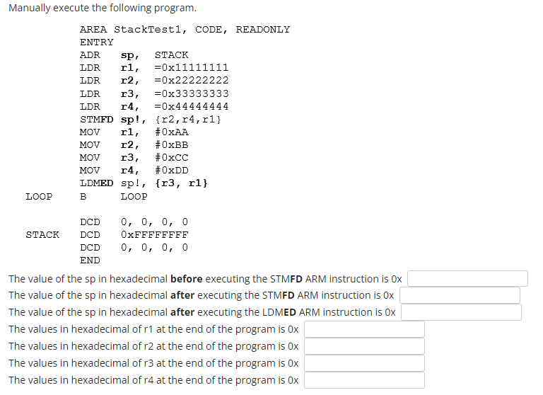 Manually execute the following program. EADONLY The | Chegg.com