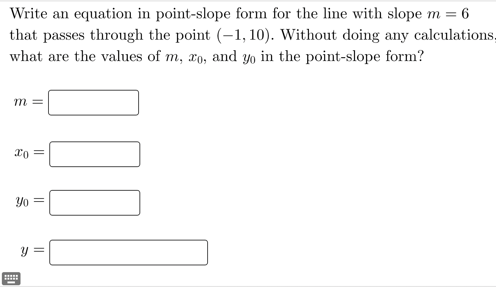 Solved Write an equation in point-slope form for the line | Chegg.com