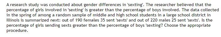 Solved A research study was conducted about gender | Chegg.com