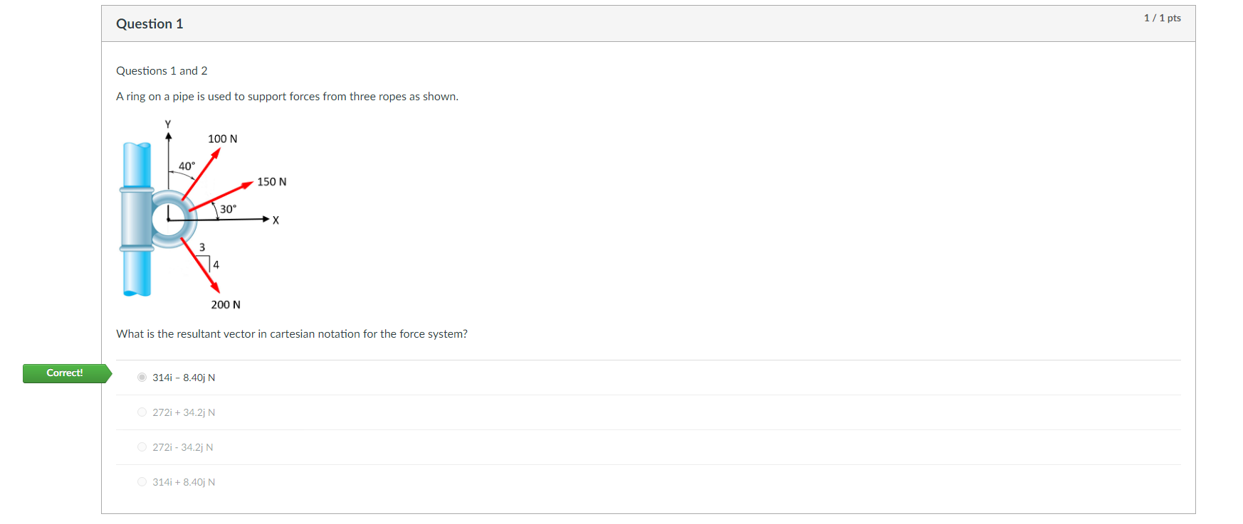 Solved Questions 1 and 2 A ring on a pipe is used to support | Chegg.com