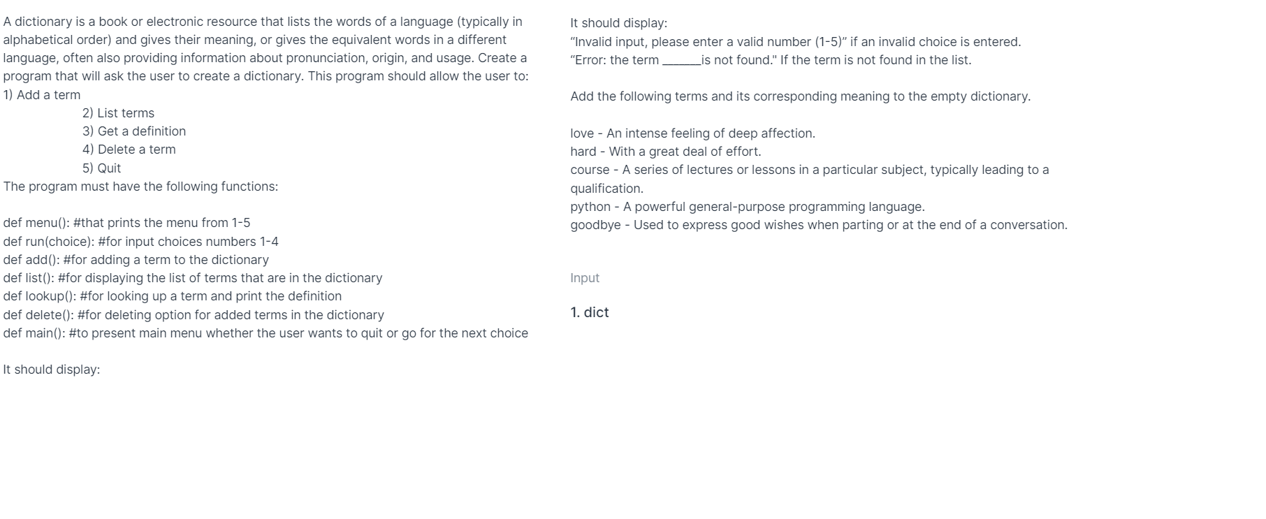 Solved THIS IS FOR PYTHON The output should be like | Chegg.com