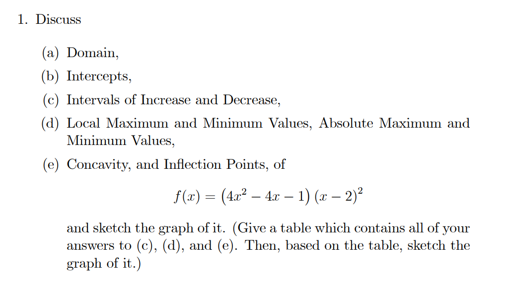 Solved Discuss(a) ﻿Domain,(b) ﻿Intercepts,(c) ﻿Intervals of | Chegg.com
