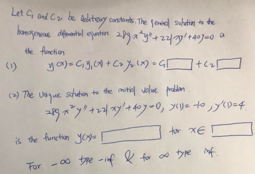 Solved Let C, and Cr be arbitrary Arbitrary constants. The | Chegg.com