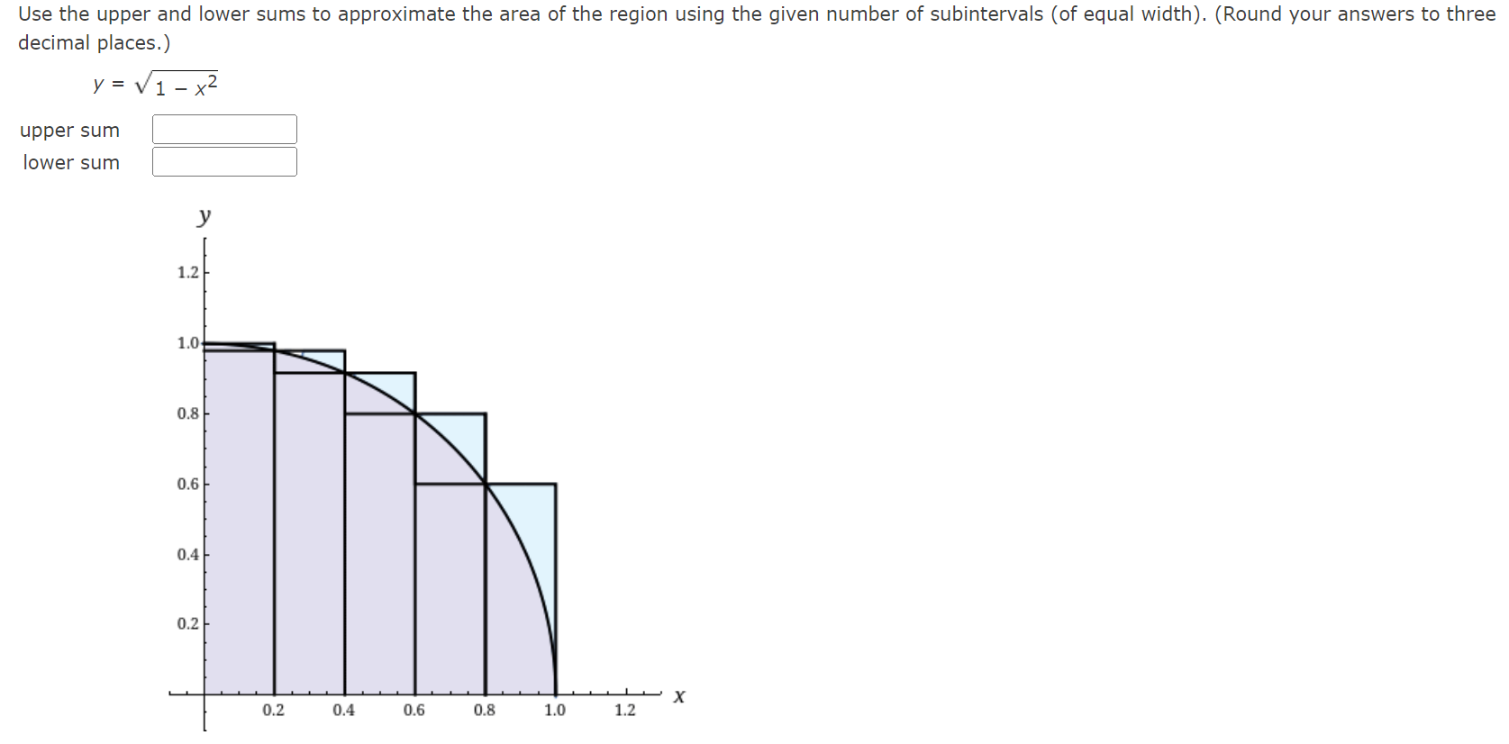 Use the upper and lower sums to approximate the area | Chegg.com