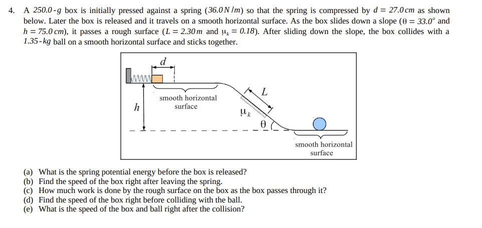 Solved A 250.0−g box is initially pressed against a spring | Chegg.com