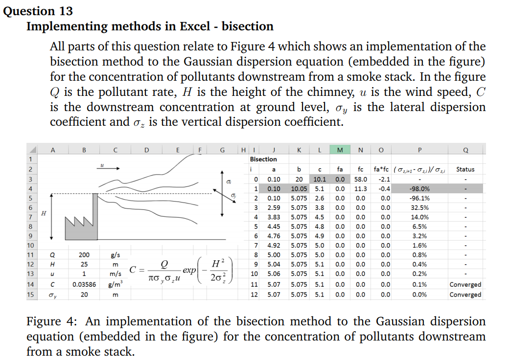 Solved Question 13 Implementing methods in Excel - bisection | Chegg.com