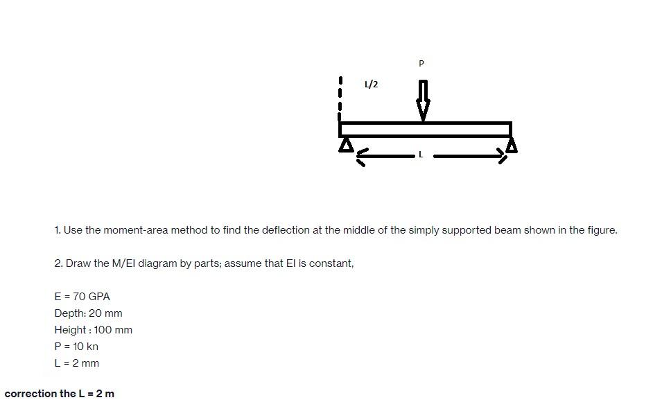 Solved 1 Use The Moment Area Method To Find The Deflection Chegg