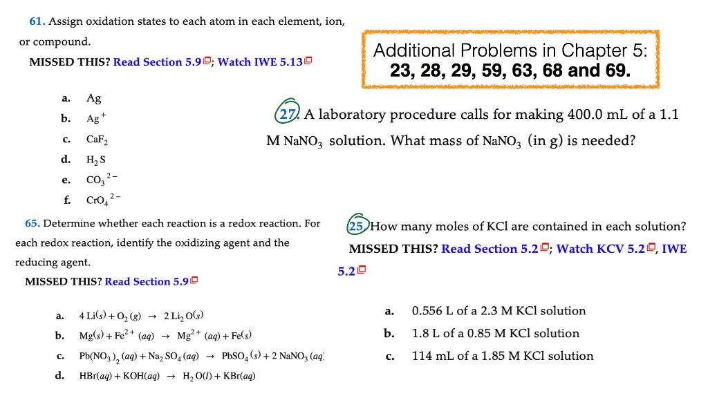 Solved 61. Assign oxidation states to each atom in each | Chegg.com