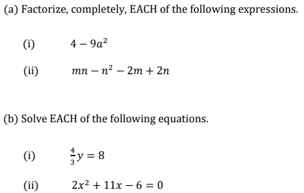 Solved (a) Factorize, completely, EACH of the following | Chegg.com