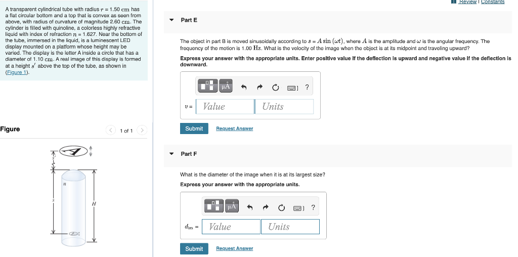 Solved Review Constants Part A A transparent cylindrical | Chegg.com