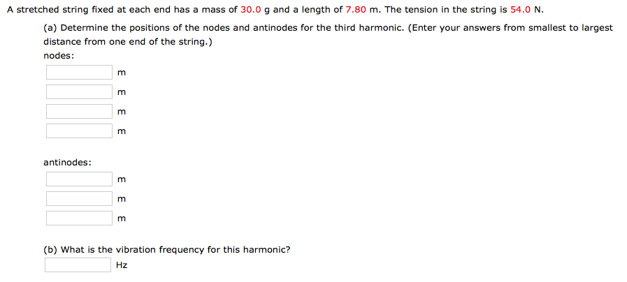 Solved A stretched string fixed at each end has a mass of | Chegg.com