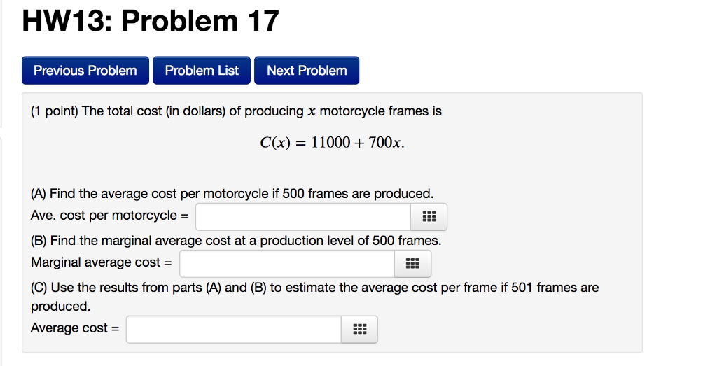 Solved HW13: Problem 17 Previous Problem Problem List Next | Chegg.com Solved HW13: Problem 17 Previous Problem Problem List Next | Chegg.com