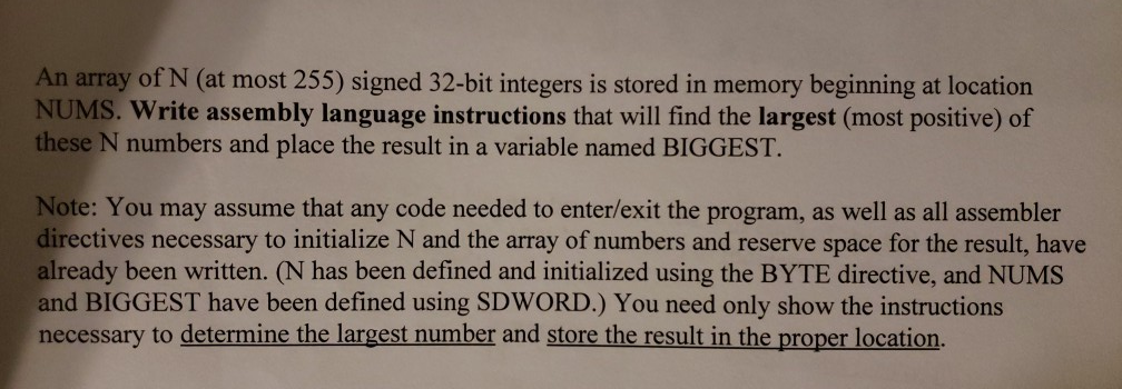 An array of N (at most 255) signed 32-bit integers is | Chegg.com