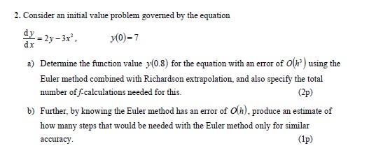 Solved 2 Consider An Initial Value Problem Governed By The