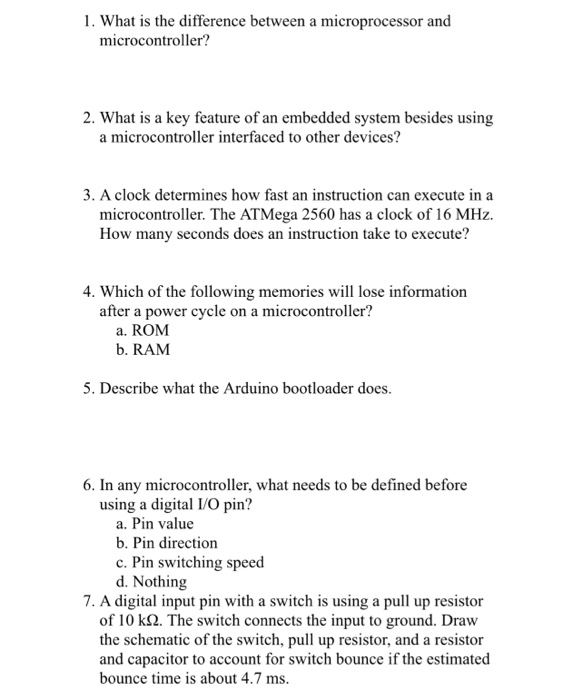 Solved 1. What is the difference between a microprocessor | Chegg.com