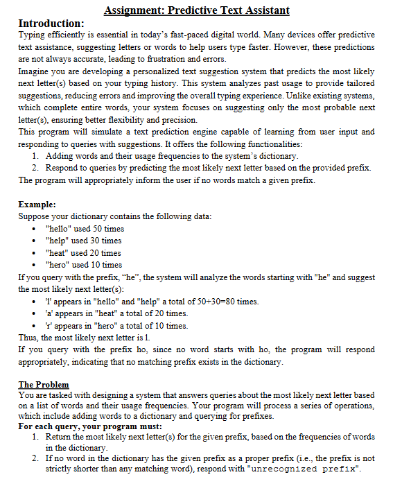 Solved Assignment: Predictive Text | Chegg.com