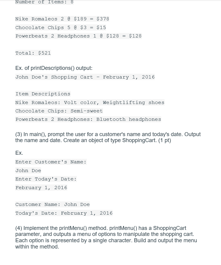 Solved Online shopping cart (Part 1) (1) Create two files to | Chegg.com