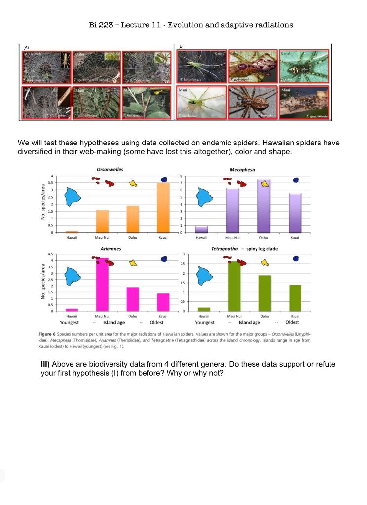 Solved Bi 223 - Lecture 11 - Evolution and adaptive | Chegg.com