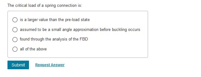 Solved Critical Buckling Load--Spring Connection The leg in | Chegg.com
