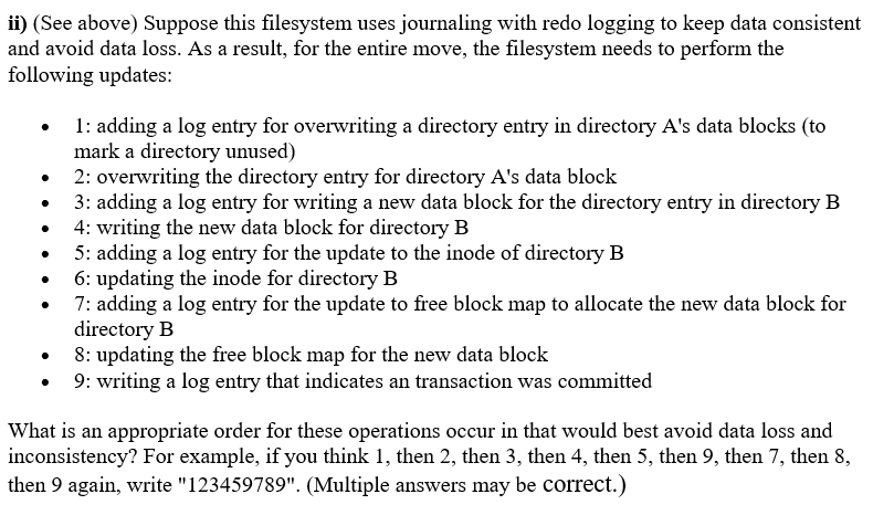 Consider an inode-based filesystem. For each of these | Chegg.com