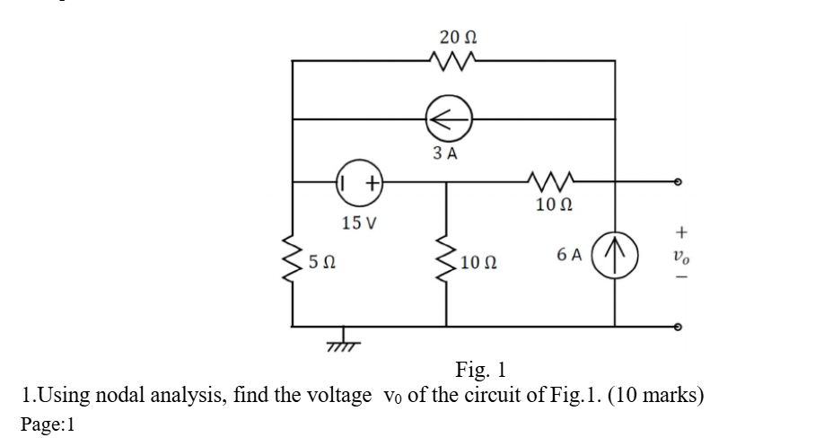 Solved Fig. 1 1.Using nodal analysis, find the voltage | Chegg.com