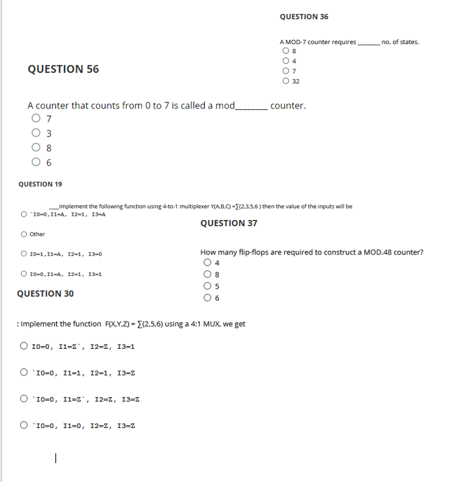 Solved QUESTION 36 A MOD-7 counter requires no. of states. 8 | Chegg.com