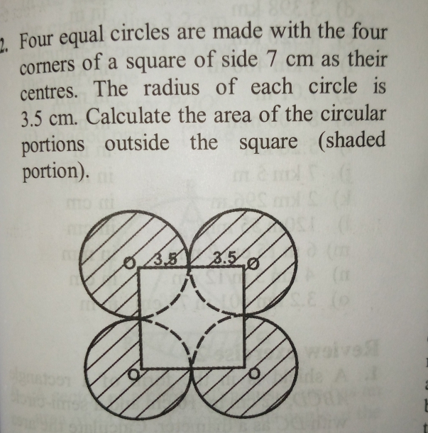 Solved Four equal circles are made with the four corners of | Chegg.com