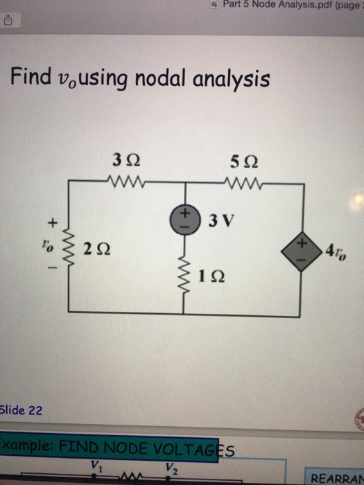 Solved Part 5 Node Analysis.pdf (page: Find vousing nodal | Chegg.com
