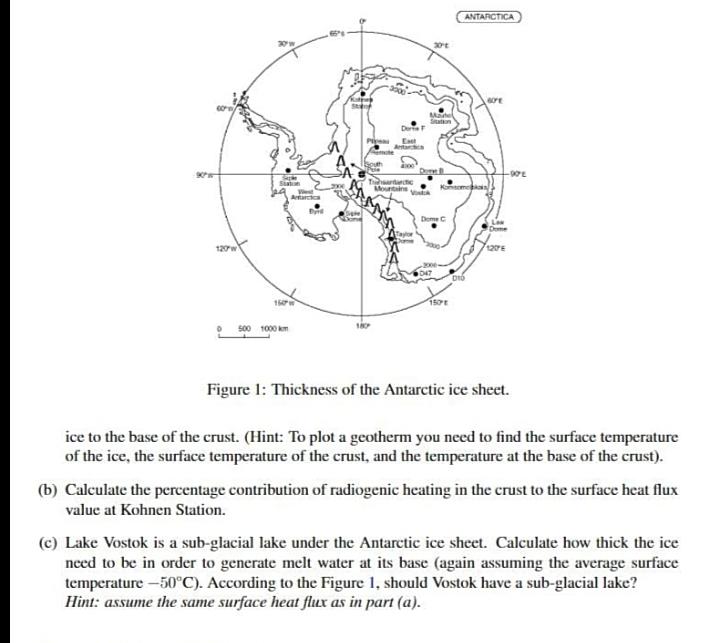 Solved 3 Geotherm beneath Antarctica Figure 1 shows the | Chegg.com