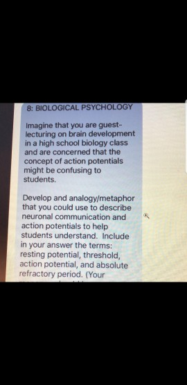 8: BIOLOGICAL PSYCHOLOGY Imagine that you are guest- | Chegg.com