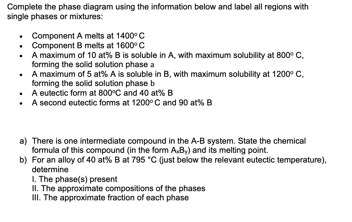 Solved Complete the phase diagram using the information | Chegg.com