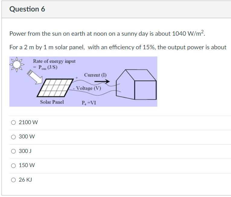 Solved Power from the sun on earth at noon on a sunny day is | Chegg.com