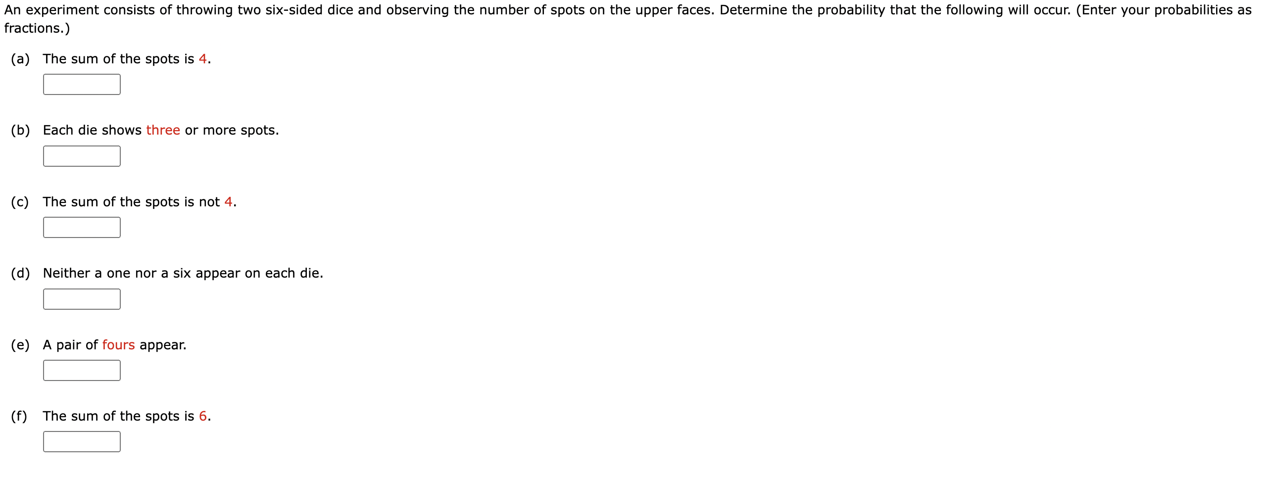 Solved An experiment consists of throwing two six-sided dice | Chegg.com
