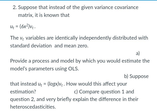 I. The model is given and its variance covariance | Chegg.com