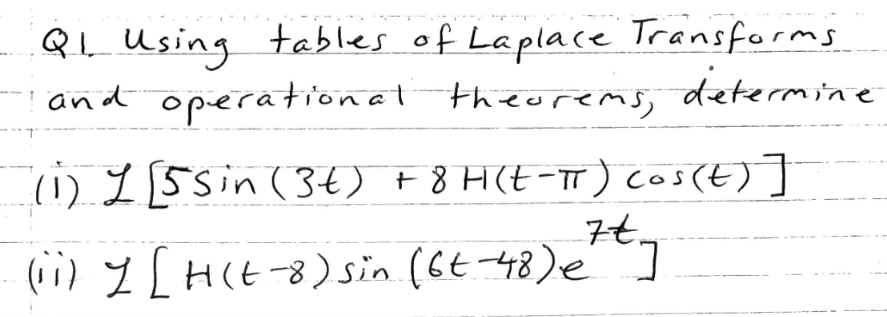 Solved Q1 Using tables of Laplace Transforms and operational | Chegg.com