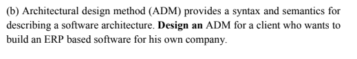 Solved (b) Architectural design method (ADM) provides a | Chegg.com