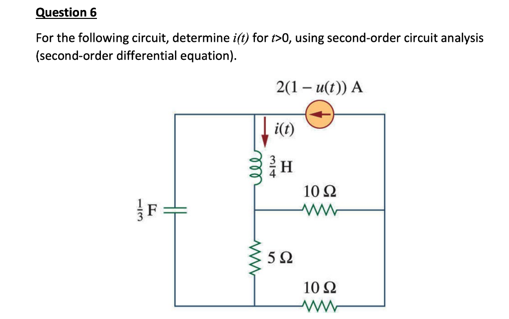 Solved For The Following Circuit Determine I T For T 0