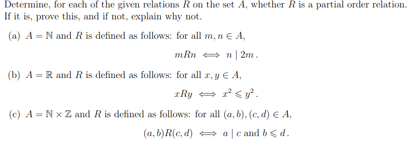 Solved Determine, for each of the given relations R on the | Chegg.com