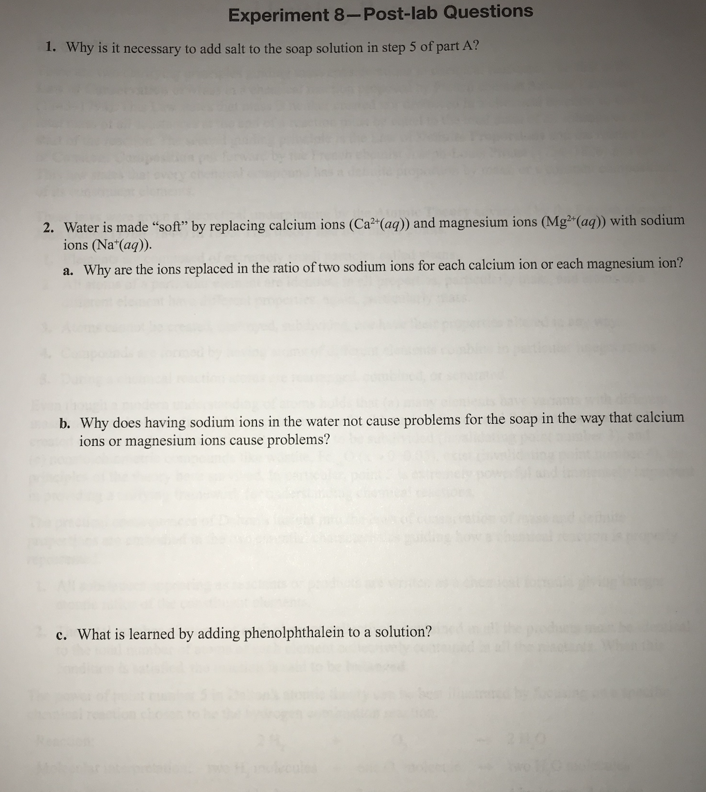Experiment 8-Post-lab Questions 1. Why is it | Chegg.com