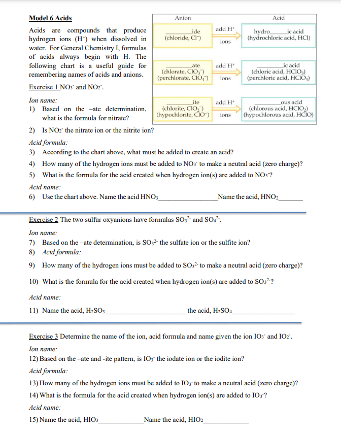 Solved Model 5. Polyatomic Ions that contain Oxygen | Chegg.com