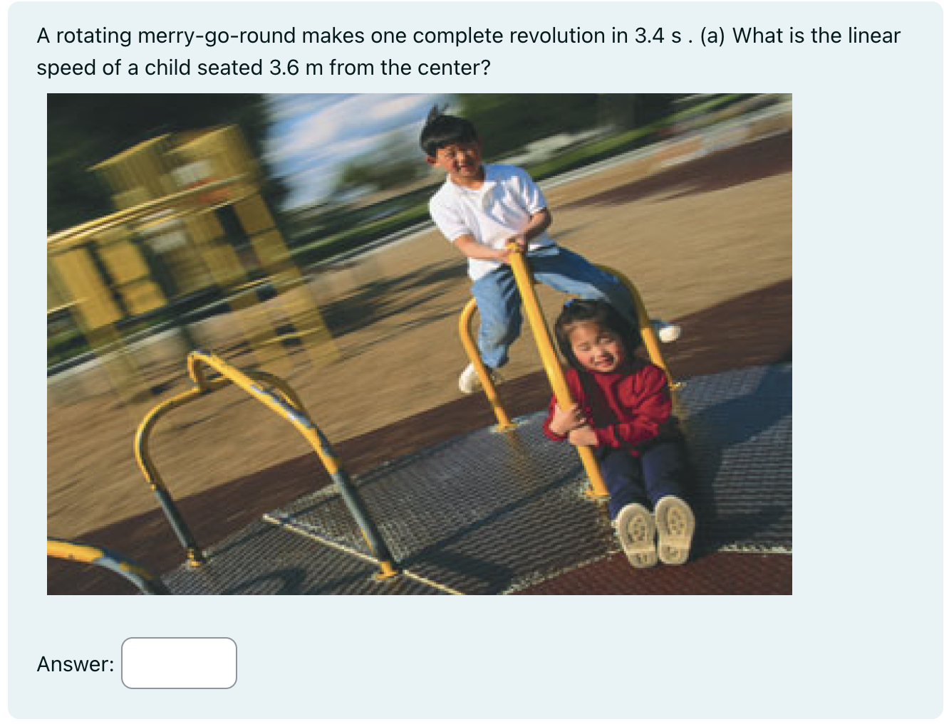 Solved A rotating merry-go-round makes one complete | Chegg.com