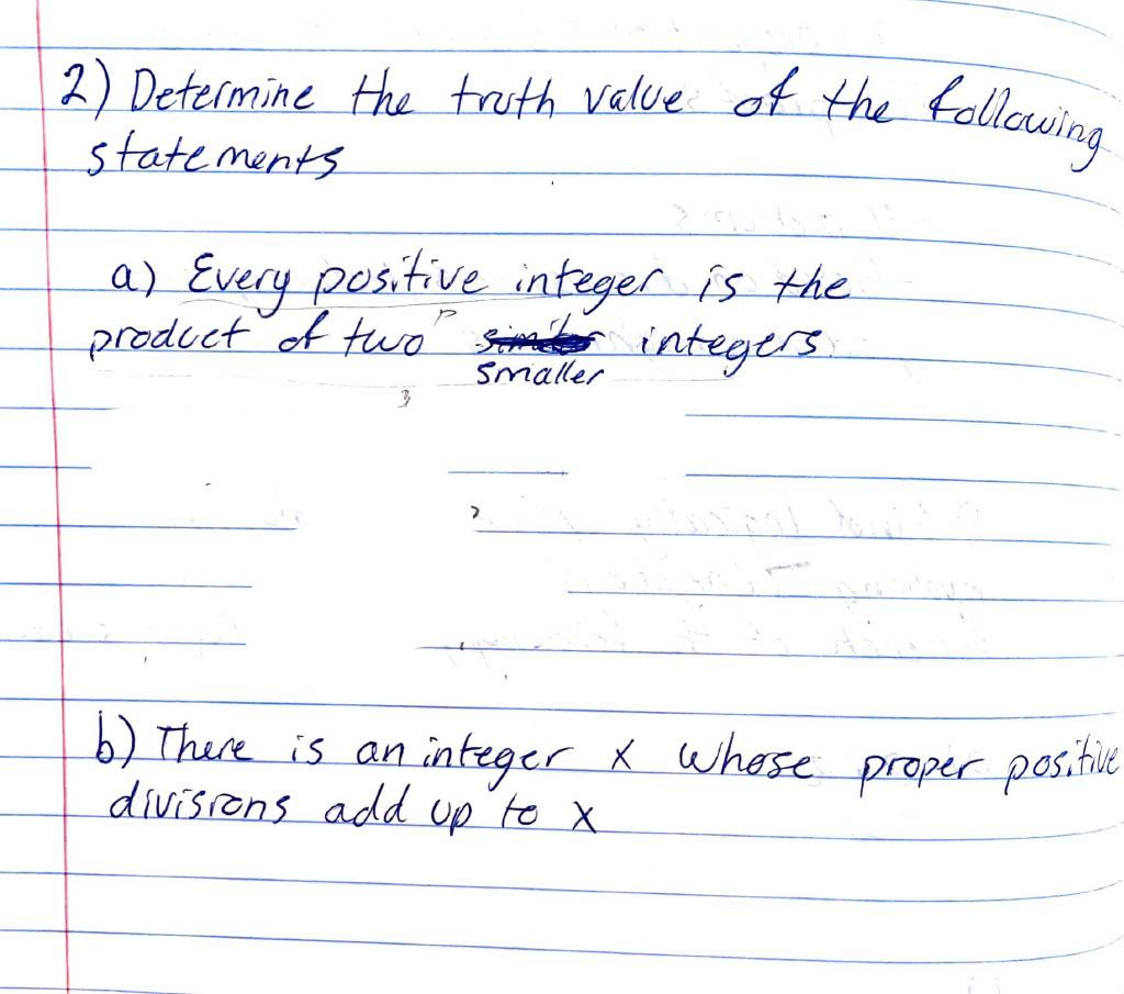 Solved 2 2) Determine the truth value of the following | Chegg.com